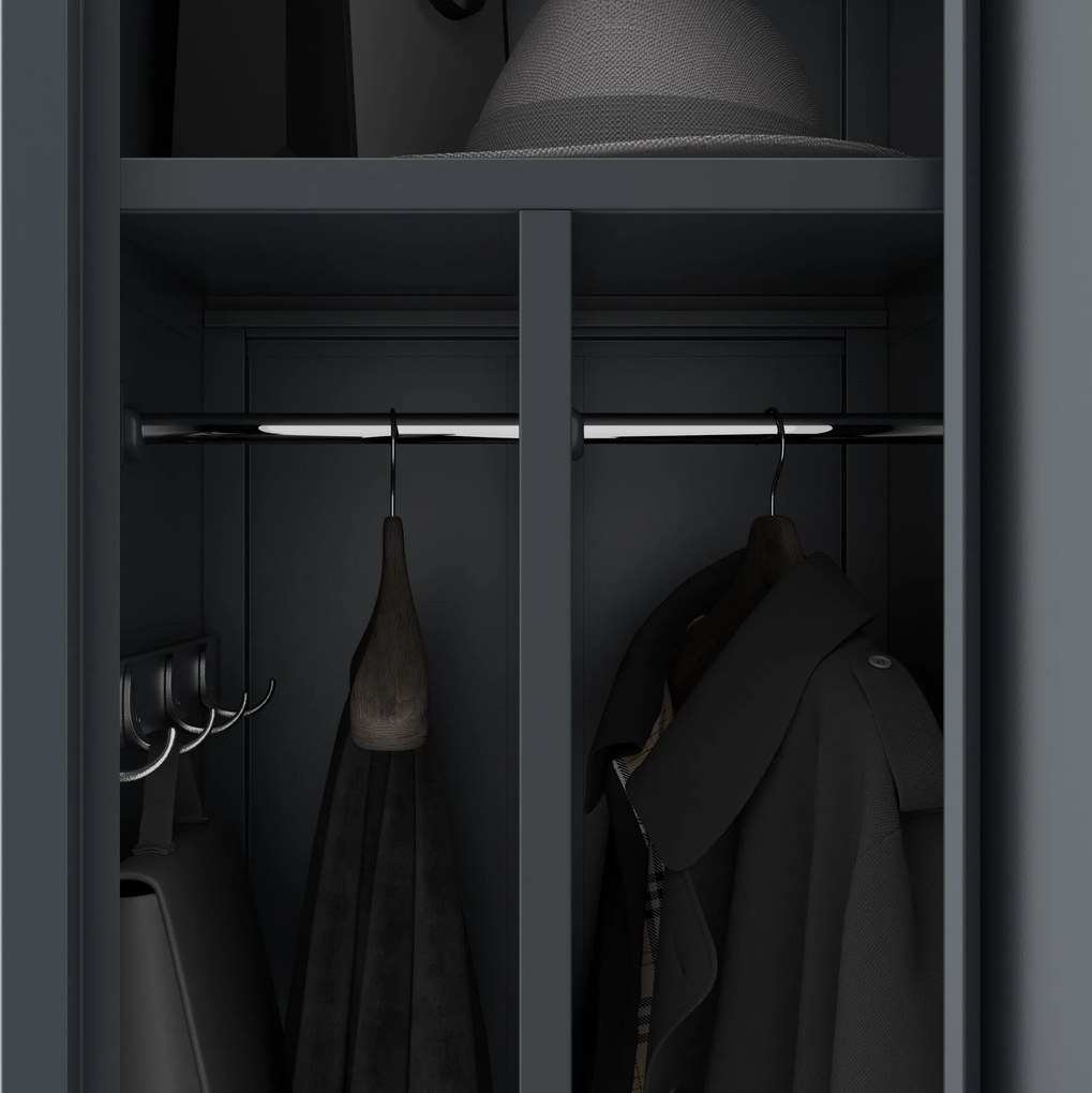 Dvoukomorová šatní skříň pro zaměstnance antracitová, 400x1800x500 mm: KACPER 1 Plus