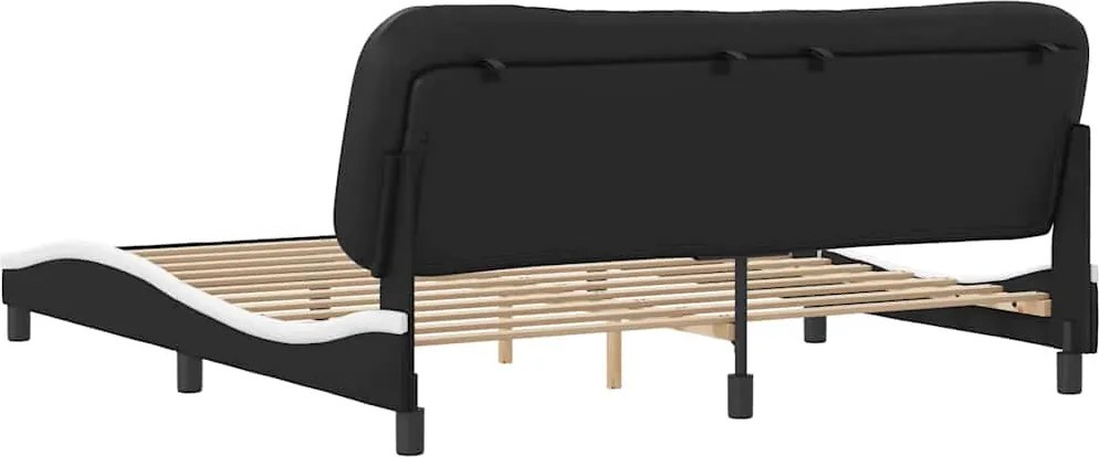 Rám postele bez matrace Hvar černý a bílý 180 x 200 cm umělá kůže 3208021