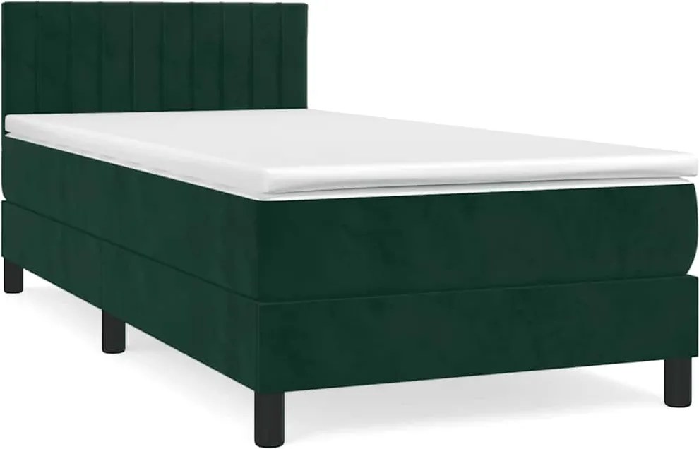 Box spring postel s matrací tmavě zelená 90x190 cm samet 3141398