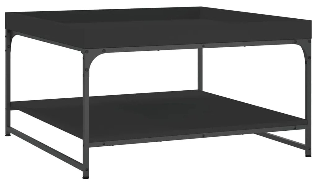 Konferenční stolek černý 80x80x45 cm kompozitní dřevo a železo - Default Title