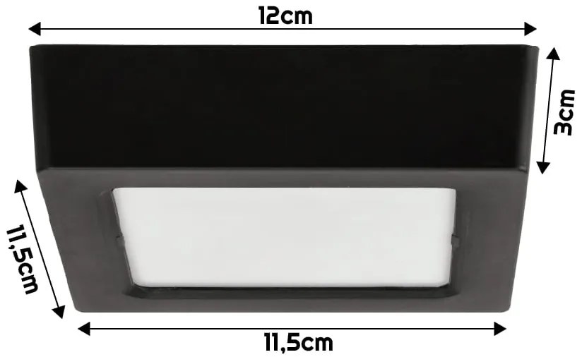 BERGE Čtvercový LED panel černý - přisazený - 6W - PC - neutrální bílá