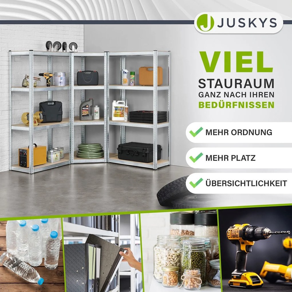 Juskys Sada tří kovových regálů Corner a Easy Barva: stříbrná