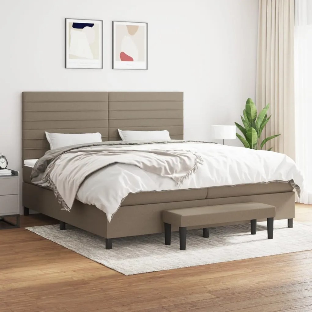 Box spring postel s matrací taupe 200x200 cm textil 3136705