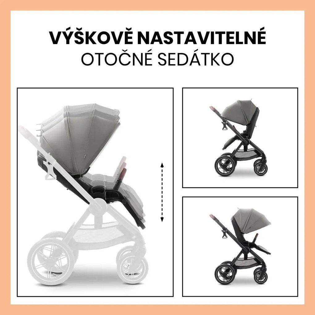 Hauck Kombinovaný kočárek Comfort N Care Air 2v1 dark grey