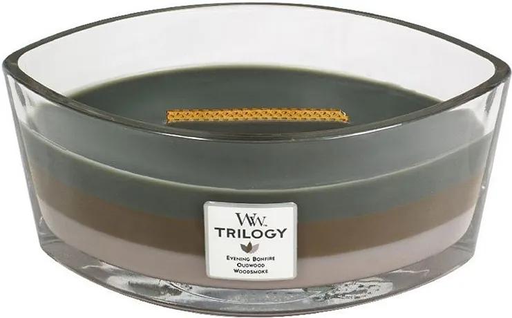 WoodWick – HearthWick Trilogy vonná svíčka Útulný srub, 453 g