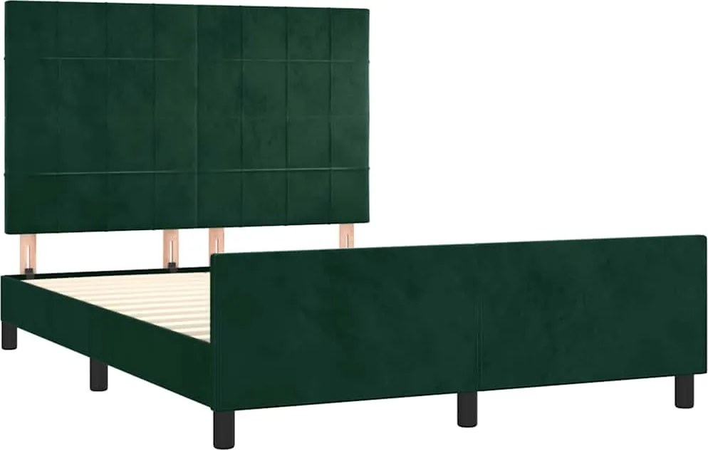Rám postele bez matrace tmavě zelená 140 x 190 cm samet 3125754