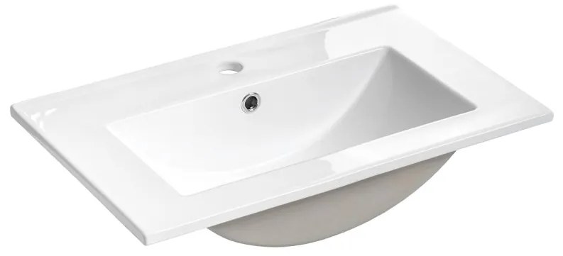 COMAD Stojatá skříňka s umyvadlem - BALI 824 white, šířka 50 cm, matná bílá/lesklá bílá/dub votan