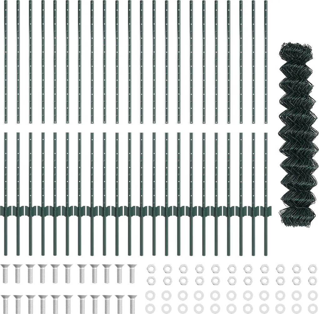Plot s řetězovým odkazem a sloupkem 25 x 1,2 m Zelená Síťovina 3336253