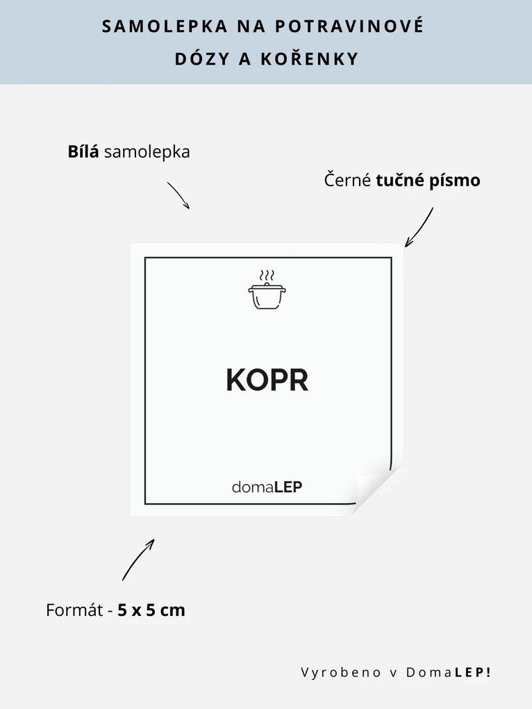 Samolepka na kořenky KOPR bílá 5 × 5 cm tučné písmo