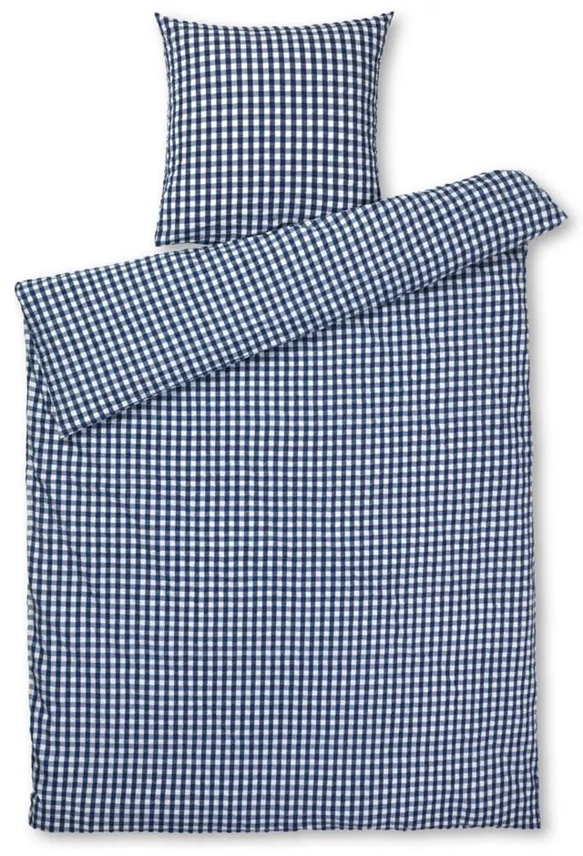 Tmavě modré krepové povlečení na jednolůžko/prodloužené 150x210 cm Bæk&Bølge – JUNA