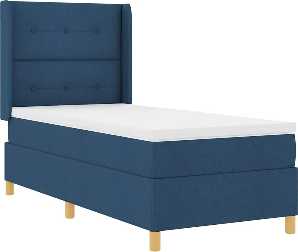 Postel s boxspringem s čelo Modrá 90 x 200 cm textil 3341818
