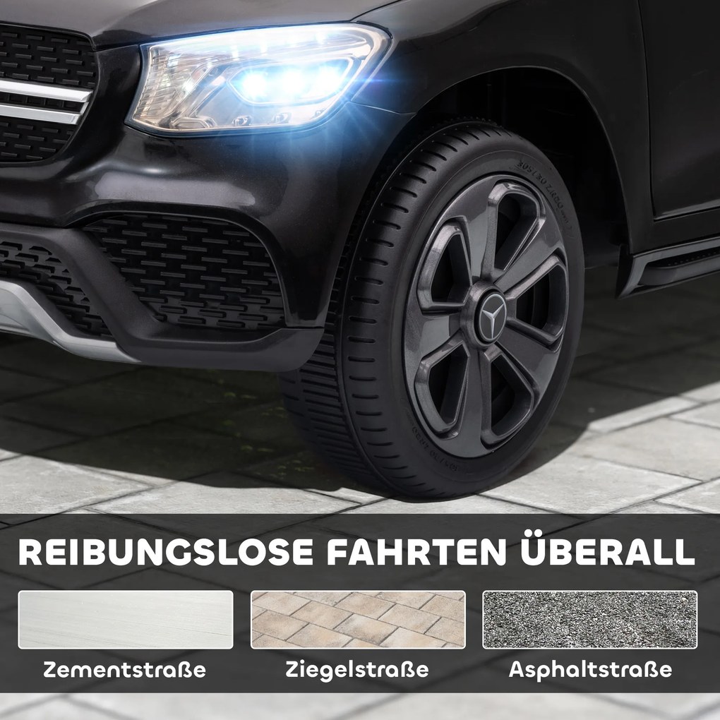 AIYAPLAY Elektromobil pro děti, 12V dětské auto s dálkovým ovládáním, LED světla, hudba, 3 rychlosti, 3-6 let, černé