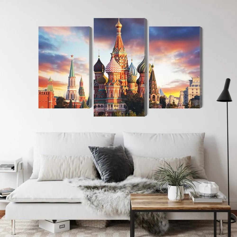 Vícedílný obraz Pohled Z Moskvy Na Rudé Náměstí A Katedrálu Nedostatek Nedostatek Přírodní plátno 60x40