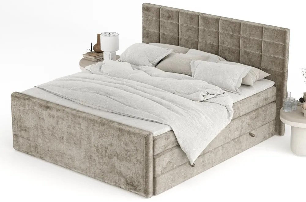 Světle hnědá boxspring postel s úložným prostorem 140x200 cm Ava – Maison de Rêve
