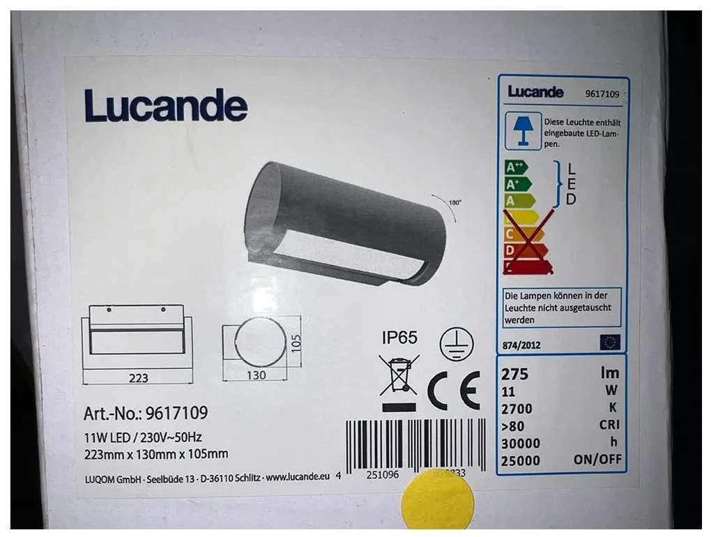 Lucande | Lucande - LED Venkovní nástěnné svítidlo BOHDAN LED/11W/230V IP65 | LW1103