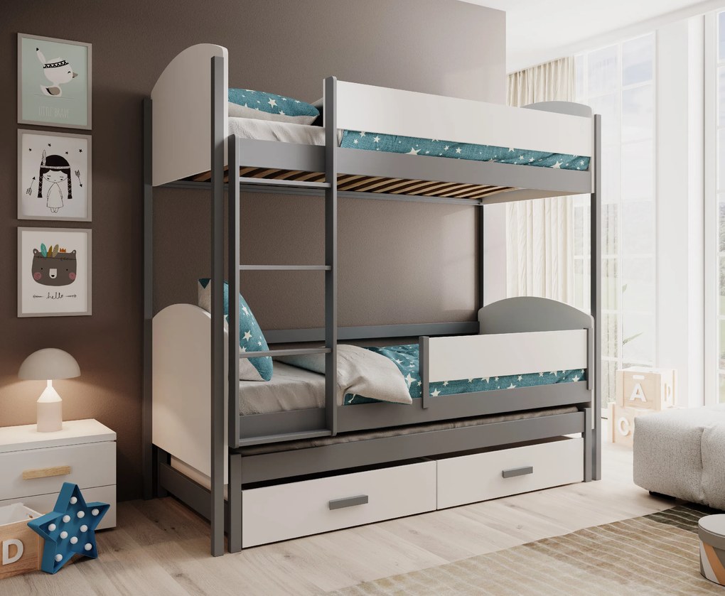 ADRK Furniture Třílůžková dětská postel Leia 180x80 CH-LEI-WG-180