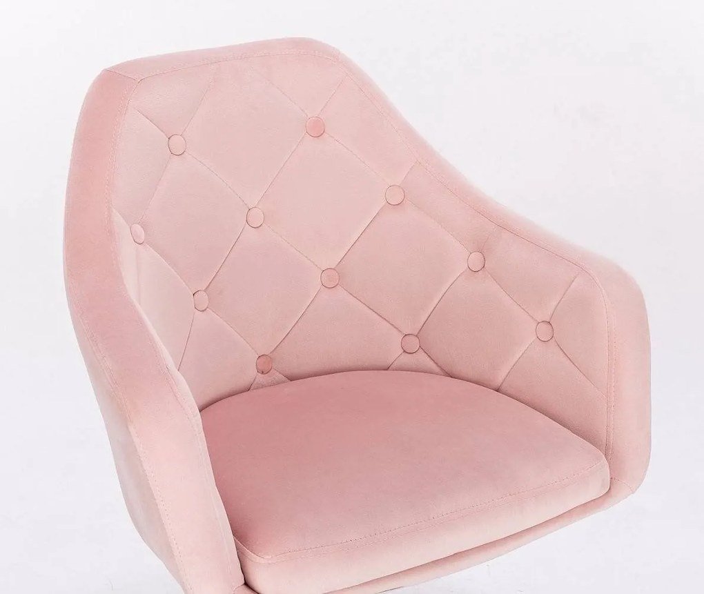 LuxuryForm DESIGN Otočné křeslo ANDORA VELUR na stříbrném talíři - světle růžové