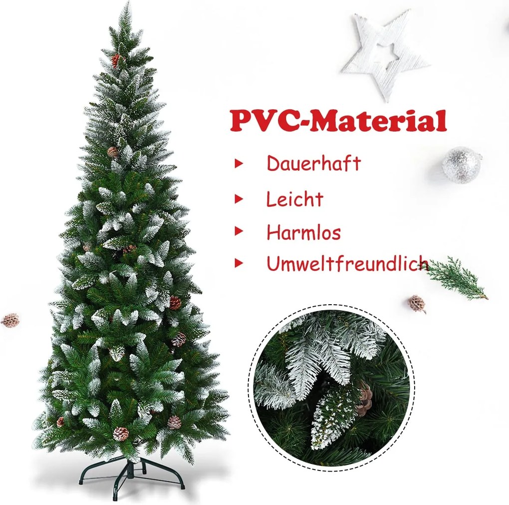 Costway Zasněžený vánoční stromek s kovovým stojanem a 630 špičatými PVC jehlami