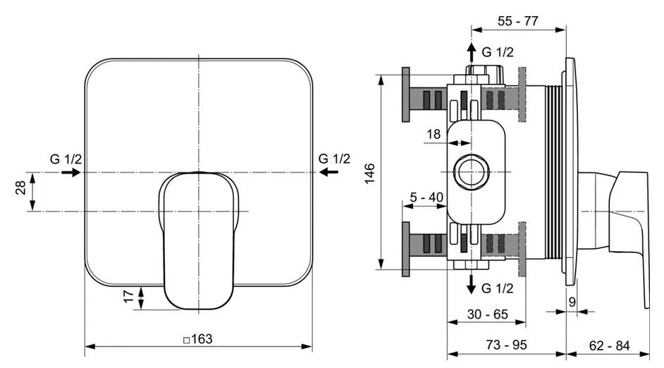Ideal Standard Tonic II - Sprchová baterie pod omítku, díl 2, Chrom, A6339AA