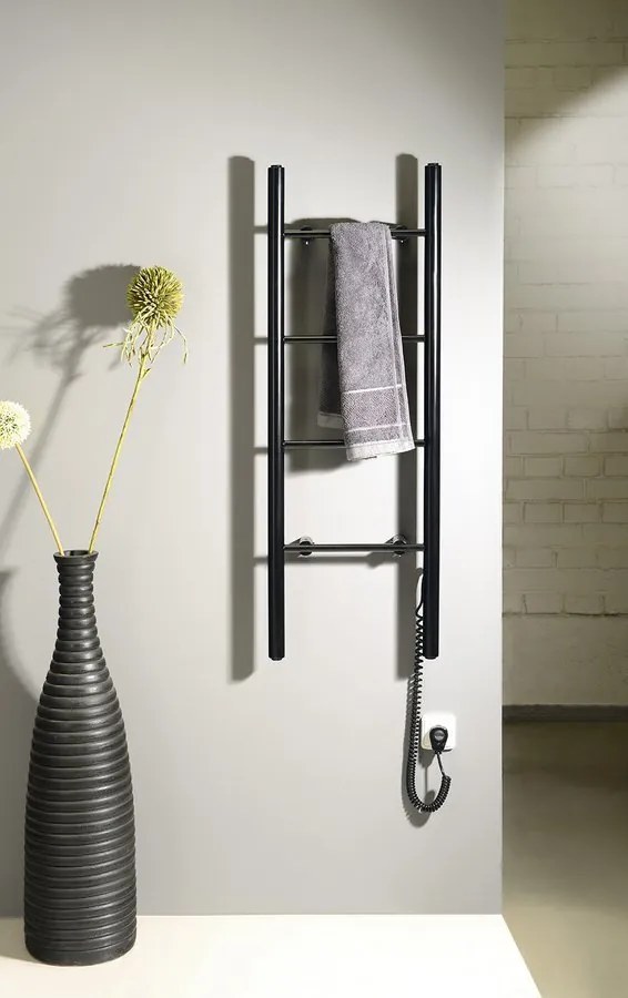 Sapho Sapho, KARBO elektrický sušák ručníků, kulatý, 500x1600mm, 120 W, černá mat, KB905