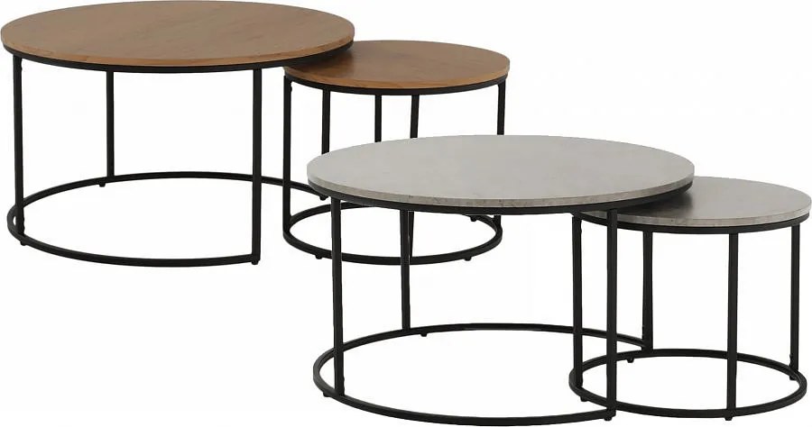 Tempo Kondela Set 2 ks kulatých konferenčních stolků IKLIN, beton/černá