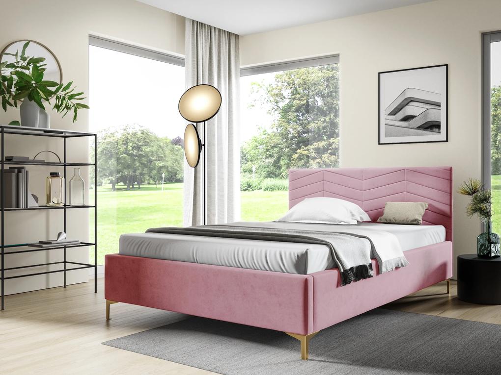 Eka Čalouněná postel ANNA+ 160x200 cm Barva látky Trinity: (2310) Růžová, Úložný prostor: S dřevěným rámem úložného prostoru