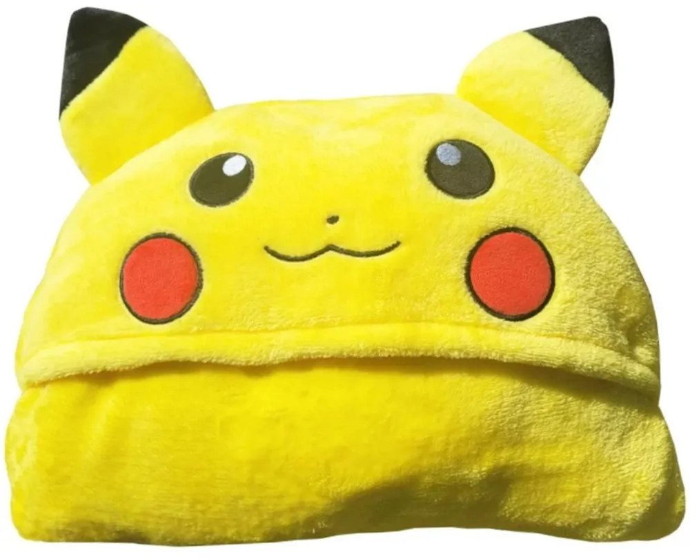 Coral fleece deka s kapucí Pokémon Pikachu - 120 x 150 cm
