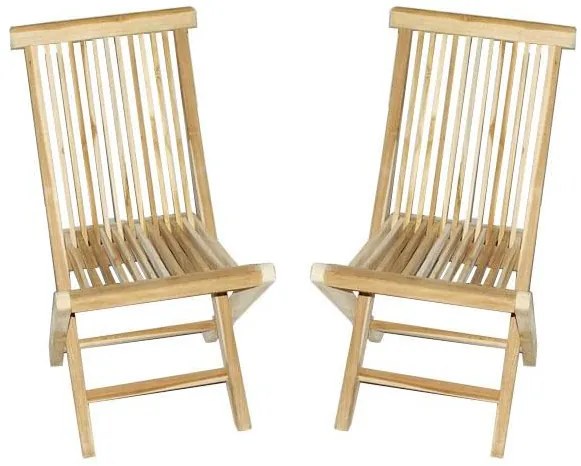 DIVERO Set 2 skládacích židlí z týkového dřeva, 89x46x62 cm