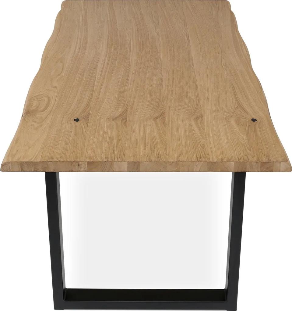 Autronic Stůl jídelní, 180x90x75 cm,masiv dub, kovová noha ve tvaru písmene &quot;U&quot;, černý lak DS-U180 DUB