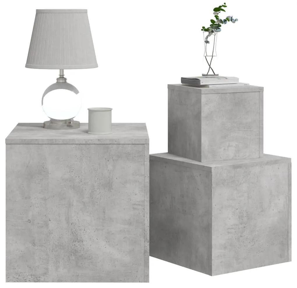 Odkládací stolky 3 ks betonově šedé dřevotříska - Default Title