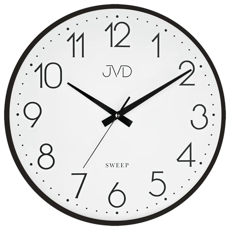 JVD Černé nástěnné kovové netikající tiché nástěnné hodiny JVD HK4169.1