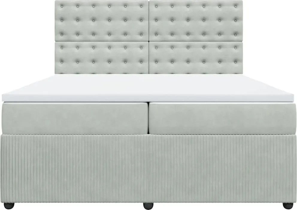 Box spring postel s matrací světle šedá 200x200 cm samet 3292442