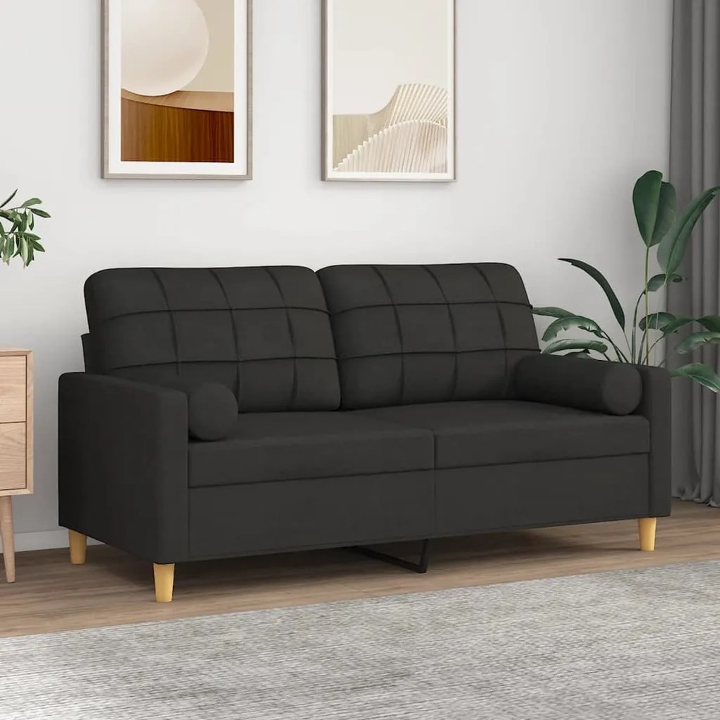 2místná pohovka s polštáři černá 140 cm textil 3200786