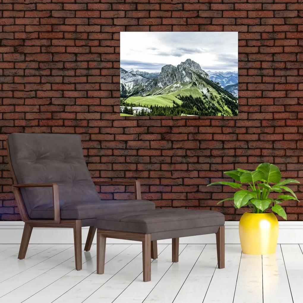 Skleněný obraz - Vrcholy hor (70x50 cm)