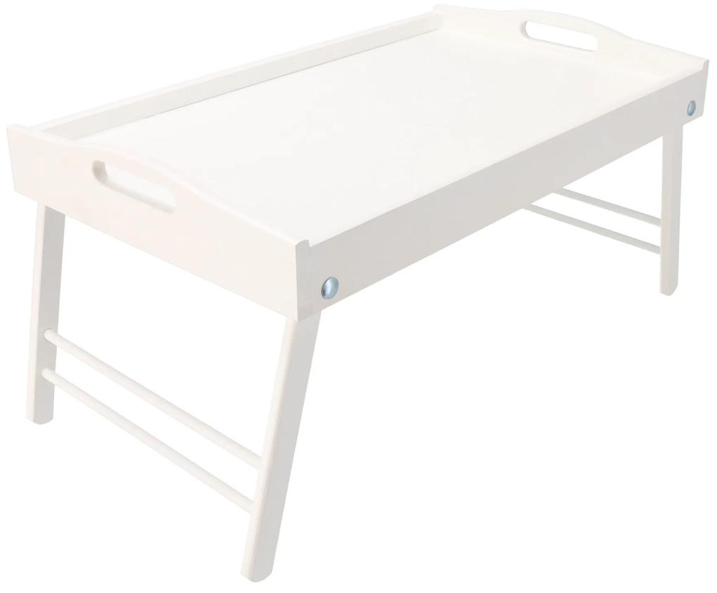 Dřevobox Dřevěný servírovací stolek do postele 50x30 cm bílý
