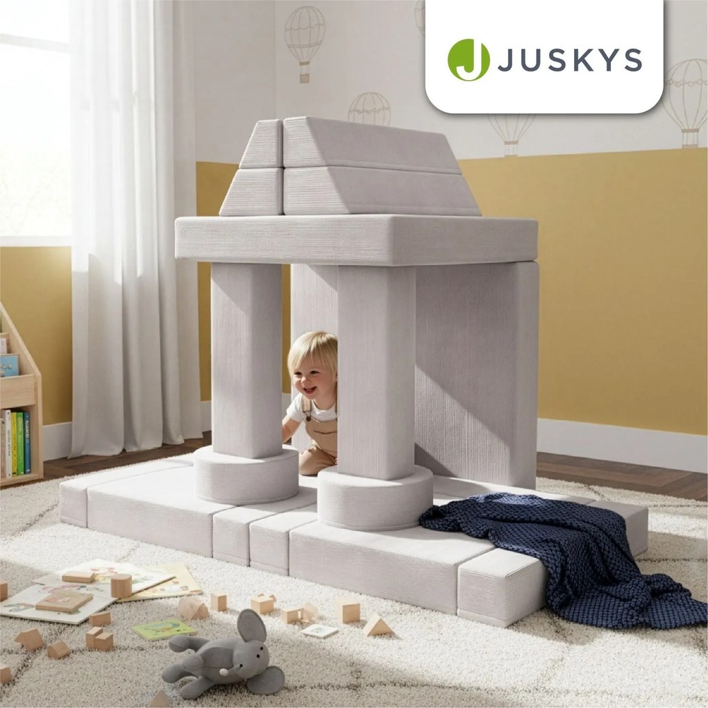 Juskys Modulární dětská pohovka Kayo s manšestrovým potahem Barva: světle šedá