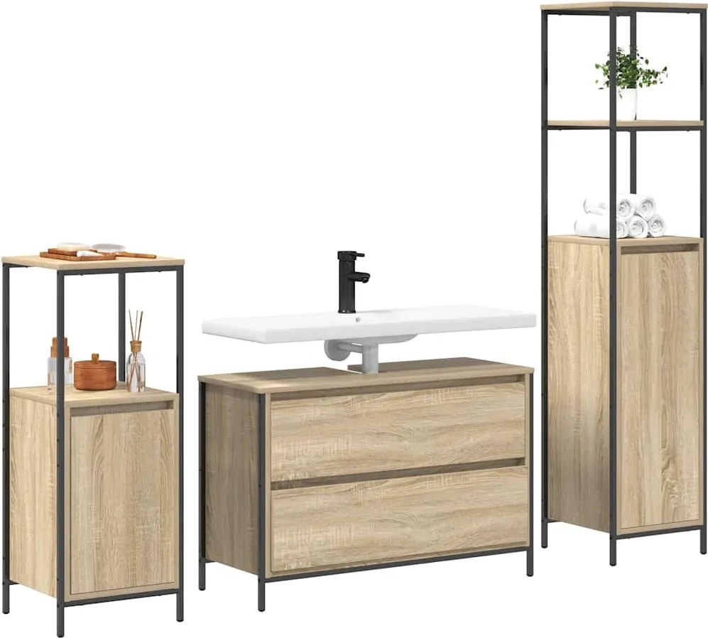 Sada koupelnového nábytku 3 ks Sonoma dub 90 x 34,5 x 60 cm 3328360