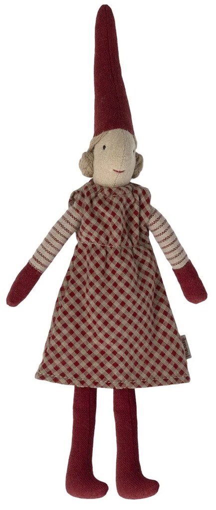 Maileg Vánoční skřítek Pixy 26 cm Skřítek A, červená barva, textil