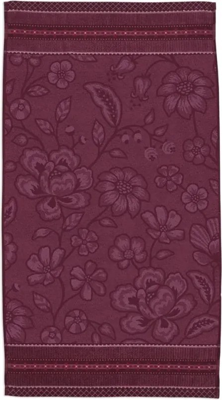 Pip Studio ručníky z bavlněného froté Jasmine Jacquard, tmavě růžové (Luxusní ručníky z bavlněného froté v designu Jasmine Jacquard v tmavě růžové)