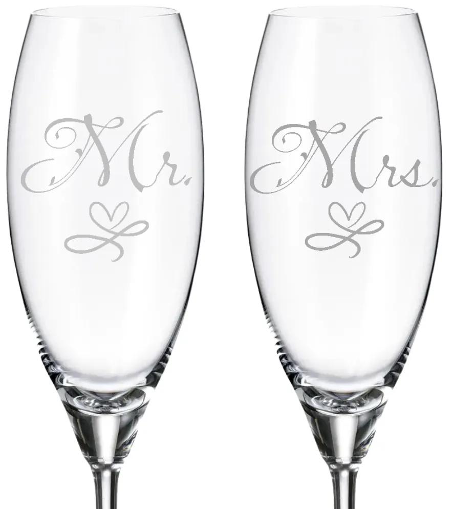 Dekorant svatby Svatební sklenice na šampaňské MR MRS 290 ml 2KS