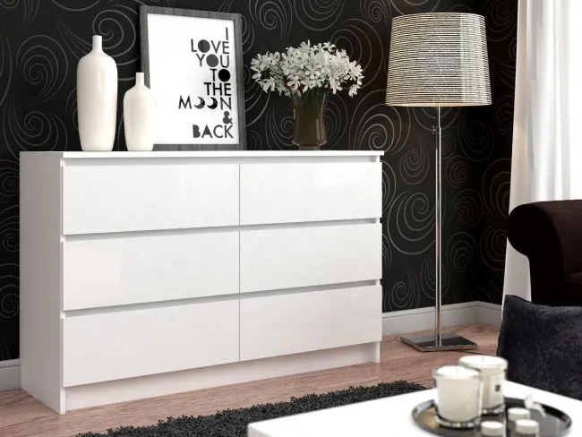 Komoda K120 6SZ CLP bílá