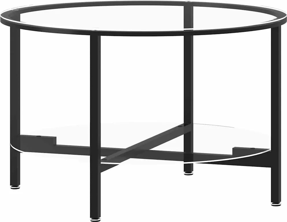 Čajový stolek černý a průhledný 70 cm tvrzené sklo 331617