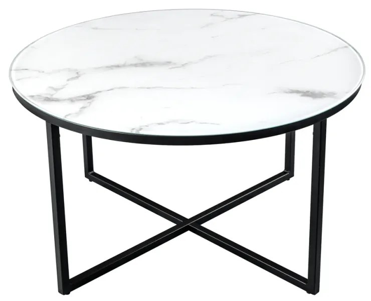 Massive home | Konferenční stolek ELEGANCE BLACK X 80 CM bílý mramorový vzhled