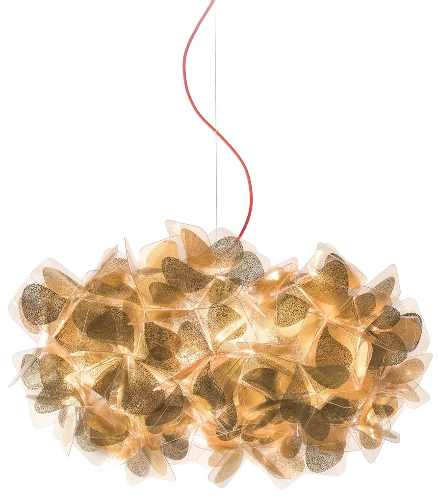Slamp Clizia Mama Non Mama Gold Medium, designové svítidlo s červeným kabelem, 2x12W E27, prům. 53cm