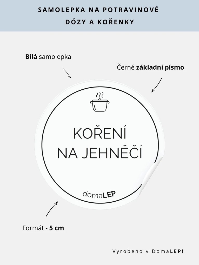 Samolepka na kořenky NOVÉ KOŘENÍ bílá 5 cm základní písmo