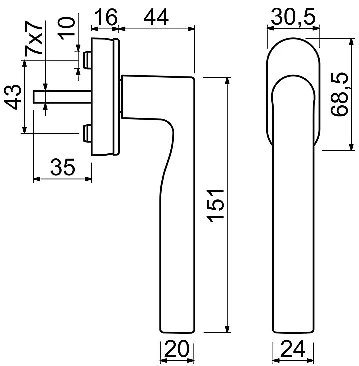 Okenní klika RICHTER RHW.167 (bílá .F9016), RICHTER bílá