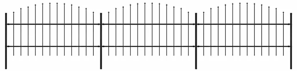 Zahradní plot s kopím nahoře ocelový 504 x 100 cm černý 277714