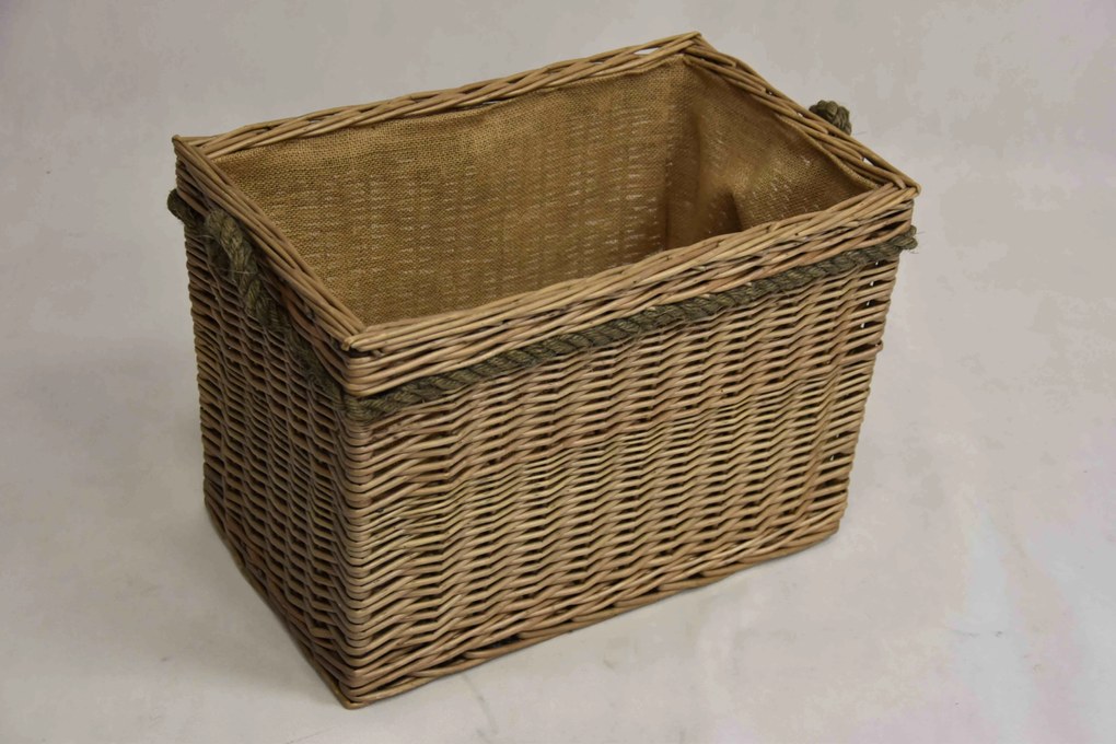 Vingo Koš na dřevo s uchy z provazu, hranatý Rozměry (cm): 50x32, v. 34