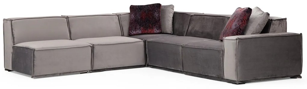 Designová rohová sedačka Valtina II šedá - levá