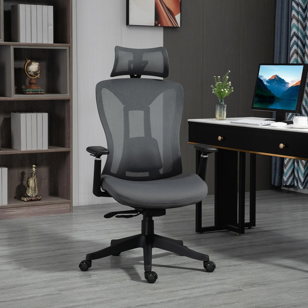 Kancelářská židle Vinsetto Ergonomická kancelářská židle s funkcí polohování Mesh grey pro pohodlnou práci a relaxaci |
